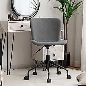 Giantex Home Office Chair with Wheels, Mid-Back Swivel Computer Chair Rolling Adjustable Linen Leisure Chair for Living Room, Bedroom & Meeting Room, Ergonomic Armless Task Chair (Gray)
