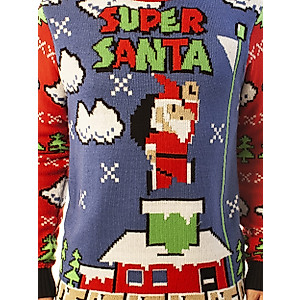 Ugly Christmas Party Sweater Unisex - Super Santa -Medium Super Santa Blue