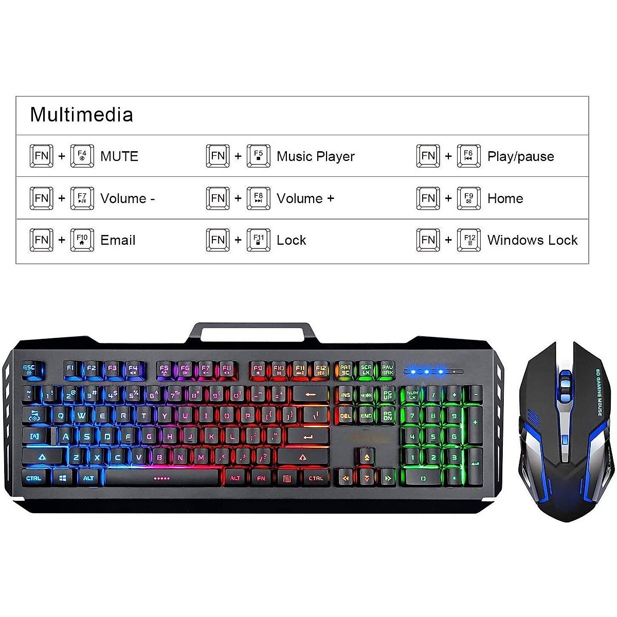 HJJWL Gaming Keyboard and Mouse, Gaming Keyboard and Mouse Wired Keyboard with Backlight Keyboard Silent Gaming Mouse Set for PC Laptop