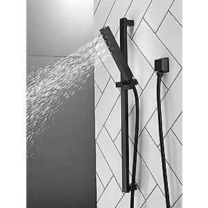 Delta Faucet Single-Spray H2Okinetic Slide Bar Hand Held Shower with Hose, Black Handheld Shower Head, Slide Bar Hand Shower, Handheld Shower, Detachable Shower Head, Matte Black 51567-BL