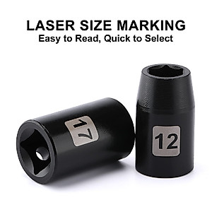 Mayouko 1/2" Drive Shallow Metric Socket Set, CR-V, 6 Point, 14 Pieces, 11mm to 32mm