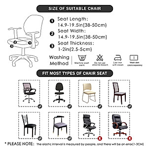FORCHEER office chair seat covers leather Stretch Waterproof PU Computer Chair Seat Cushion Slipcovers-Black