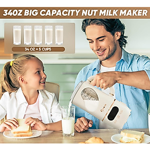 SAKER Automatic Nut Milk Maker,35oz Homemade Almond, Oat, Soy, Plant-Based Milk and Dairy Free Beverages, Almond Milk Maker with Delay Start/Keep Warm/Boil Water, Soy Milk Maker