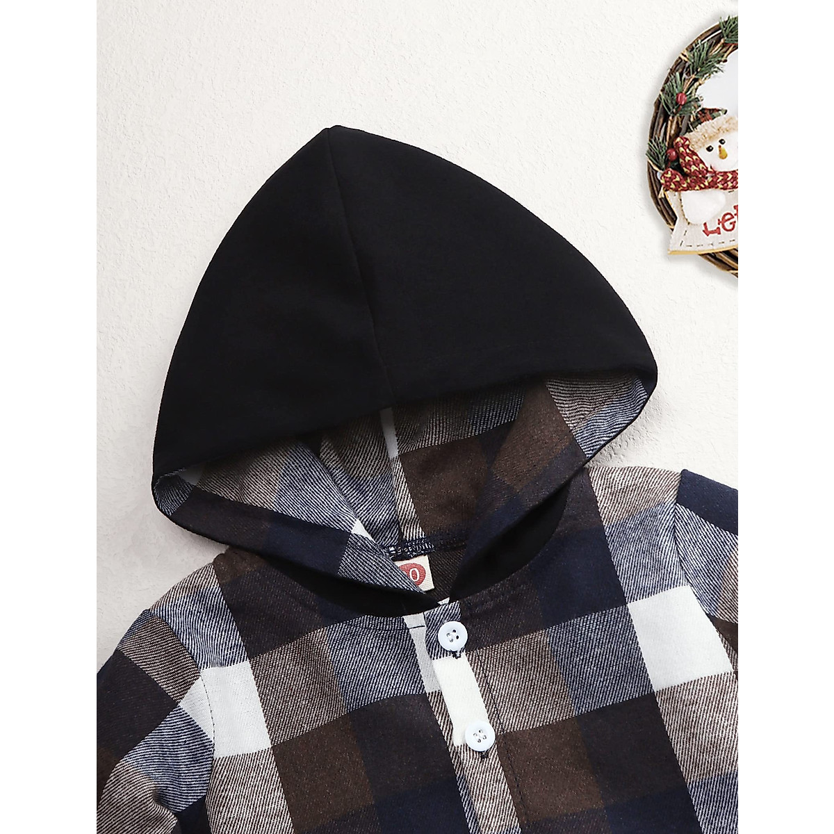 Axumity Toddler Boy Clothes Hoodie Sweatsuit Outfits Kids Flannel Plaid Shirt Top Colorblock Pants Set for Fall Winter Spring(3-4t)