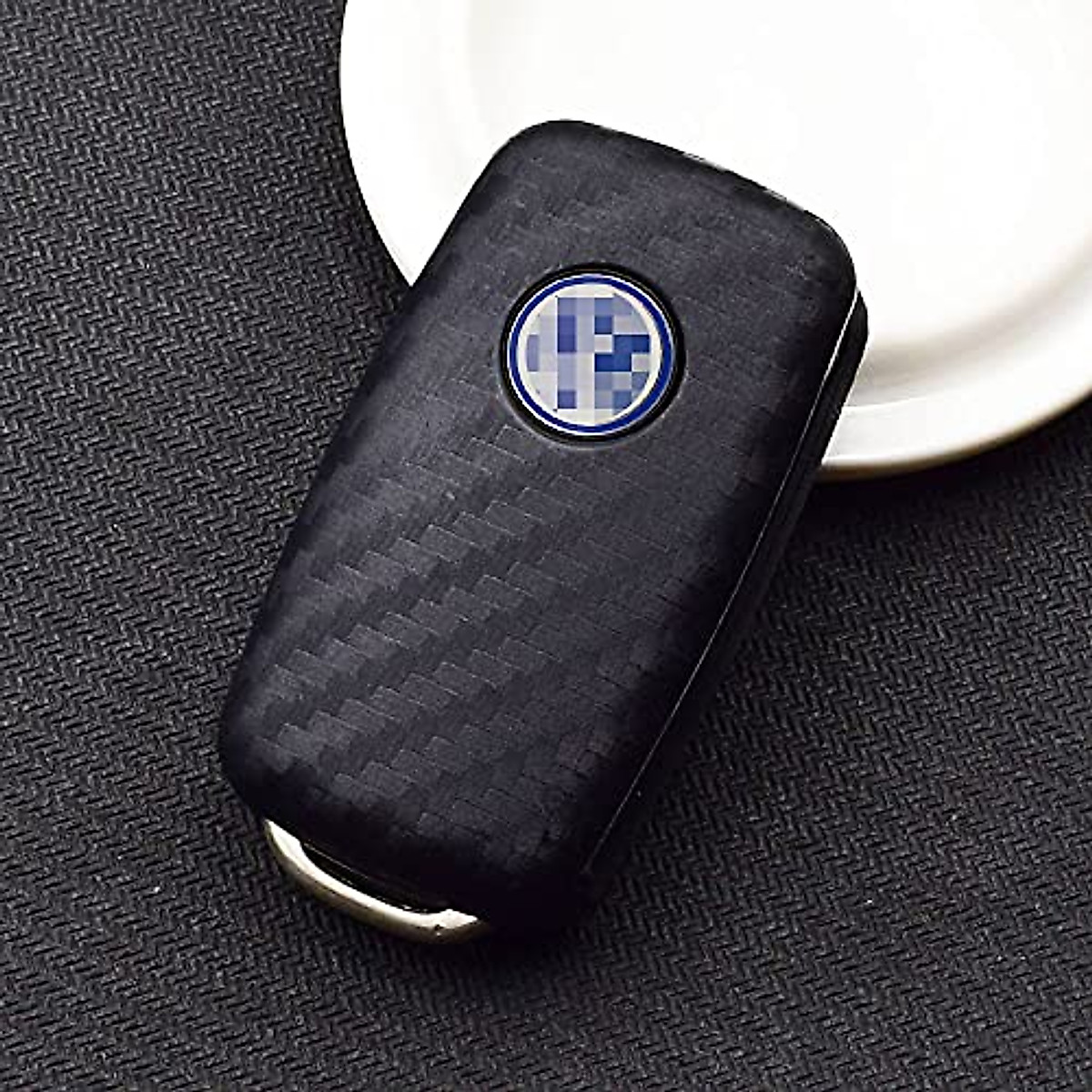 iJDMTOY Carbon Fiber Pattern Soft Silicone Key Fob Cover Case Compatible with Volkswagen Golf GTI R32 Jetta Rabbit Passat Beetle Polo Bora CC EOS Flip Key