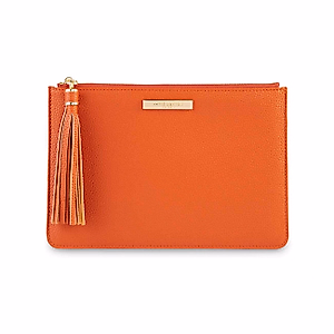 KATIE LOXTON Tassel Pouch Womens Vegan Leather Medium Clutch Handbag Burnt Orange