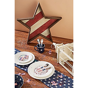 Annova Kids Silverware 6 Pieces Stainless Steel Children's Flatware Set 3 x Forks, 3 x Dinner Spoon Plastic Handle, Toddler Utensils Without Knives, for Babies, Infants BPA Free (US Flag)