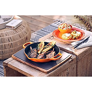 Le Creuset Enameled Cast Iron Signature Deep Round Grill, 9.75", Flame