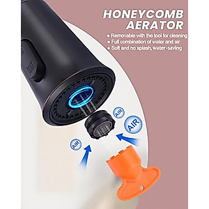 WOWOW Kitchen Faucet Head Replacement, 3 Function Pull Down Faucet Sprayer Head with 9 Adapters, Oil Rubbed Bronze Kitchen Sprayer Nozzle Compatible with Moen, Delta, Kohler Faucets