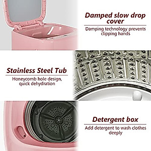 Giantex Portable Washing Machine, Full Automatic Washer and Dryer Combo 8lbs, 1.0 cu.ft 6 Programs 6 Water Levels Built-in Drain Pump, Top Load 2 in 1 Laundry Washer Apartment Dorm (Pink & White)