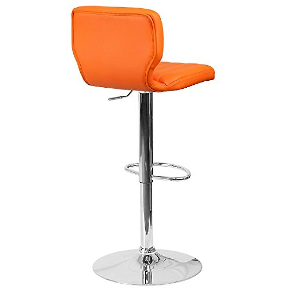 KLS Modern Barstools Adjustable Hydraulic 360 Degree Swivel Stable Steel Frame Padded Vinyl Cushion Low Back Seat Design Dining Chair Pub Stool (1) Orange # 1969