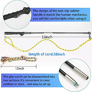 DIBBATU Flirt Pole for Dogs Interactive Dog Toys for Large Medium Small Dogs Chase and Tug of War, Dog Teaser Wand with Lure Chewing Toy for Dog Outdoor Exercise & Training