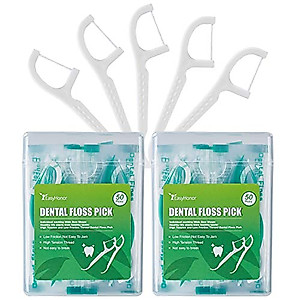 Dental Floss Picks, 2 Travel Floss Cases,100 Counts,Each Individually Wrapped, Dental Flossers,Floss Sticks,Tooth Floss,Dental Sticks,Teeth Flossers Picks, Gift 1 Mini Toothpick Box.