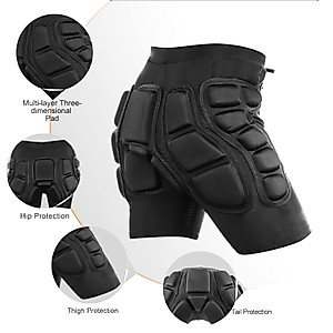 Relaxyee Protective Padded Shorts, Impact Resistance Sportswear Outdoor Impact Protective Gear for Snowboard, Skate, Ski, Skateboard, Unisex, 3D Protection for Hip, Butt and Tailbone (Small)