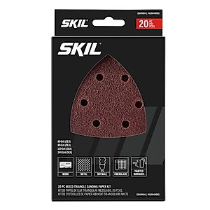 SKIL 20-Piece Mixed 60/80/120/240 Grits Mouse Detail Sanding Paper Kit for SKIL Sanders SR232301/SR250801/SR6607B-10 - CDA9004