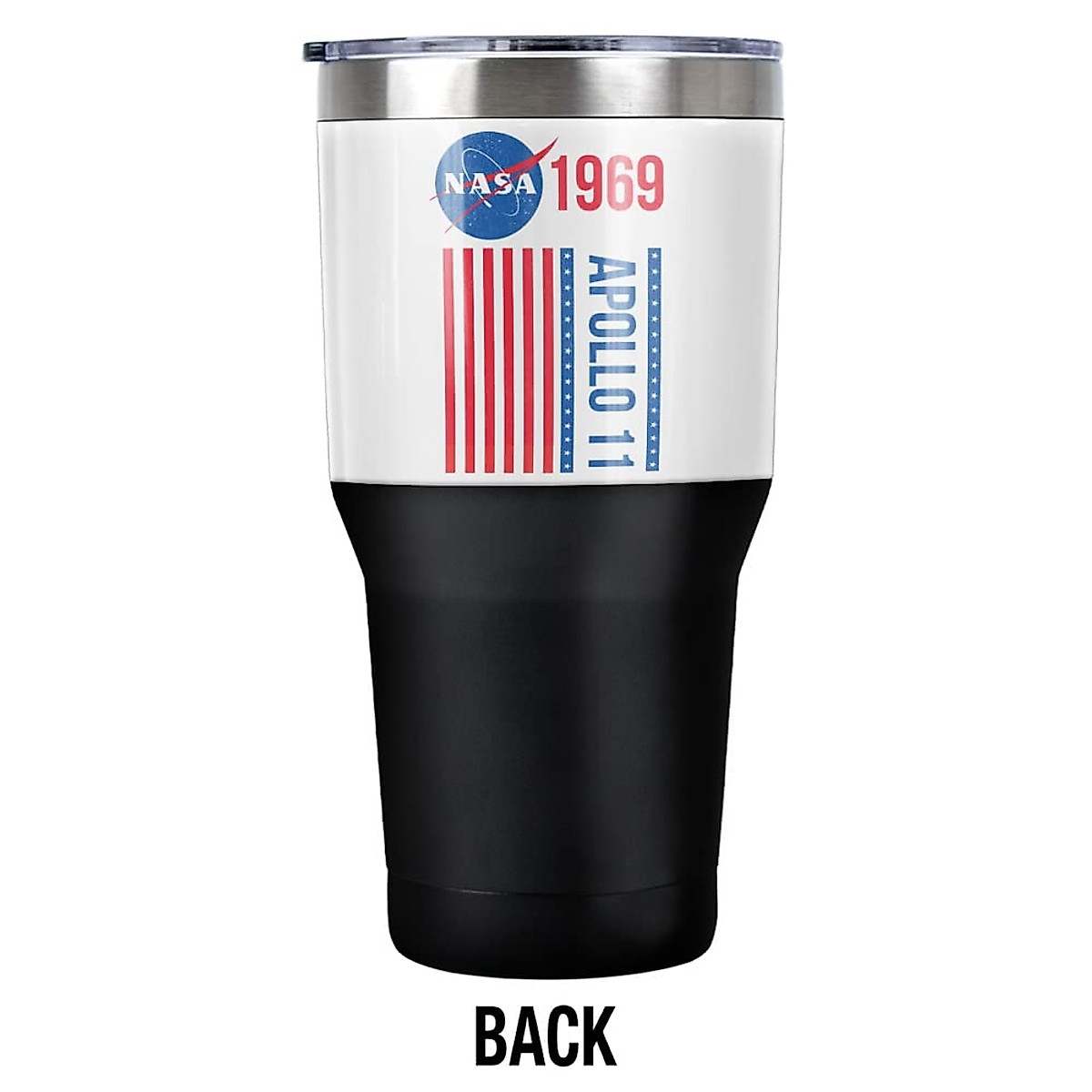 LOGOVISION NASA Apollo 11 1969 Flag Stainless Steel Tumbler 30 oz Coffee Travel Cup, Vacuum Insulated & Double Wall with Leakproof Sliding Lid | Great for Hot Drinks and Cold Beverages