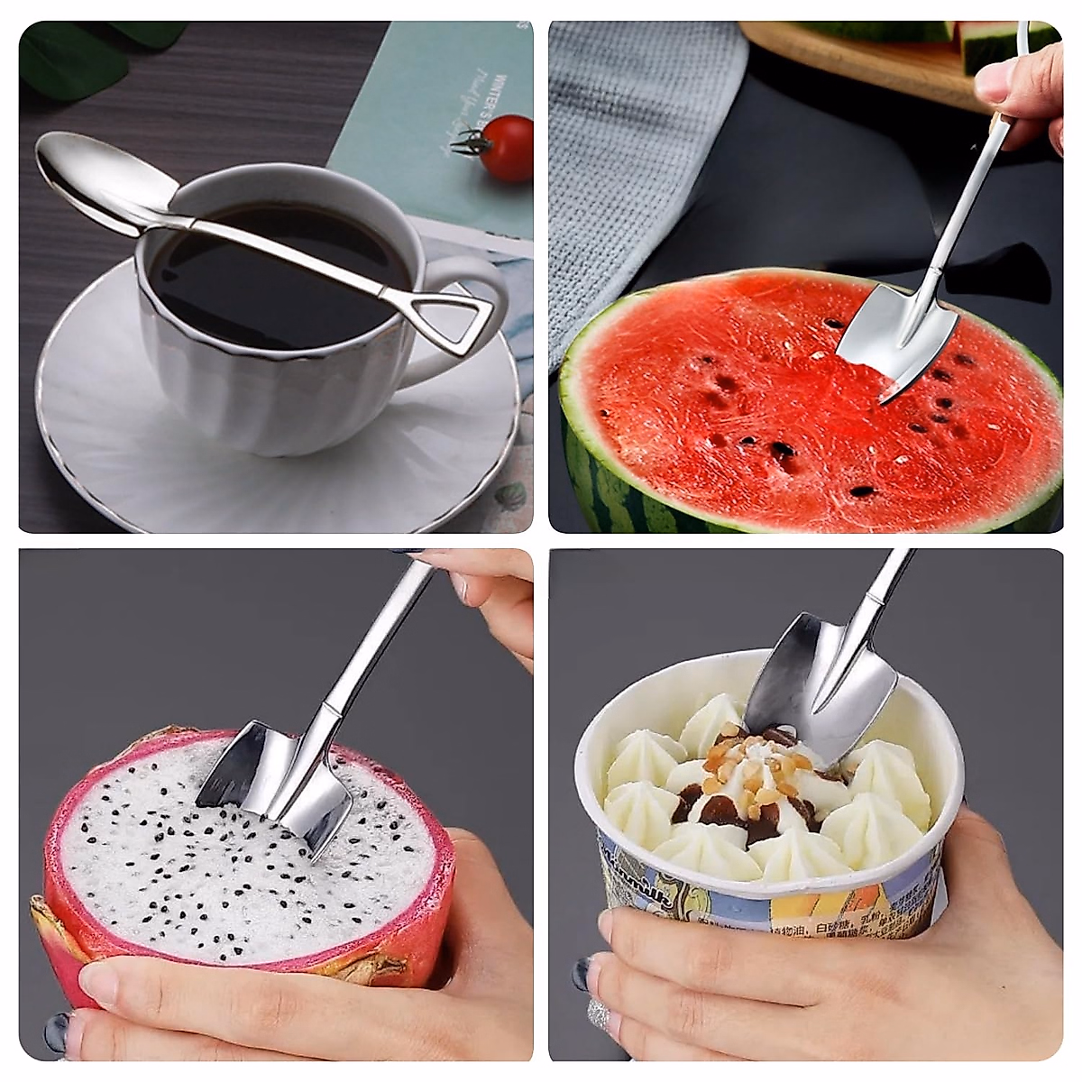 25 Pack Shovel Shape Demitasse Espresso Spoons, Stainless Steel Coffee Ice Cream Dessert Spoons for Home and Party