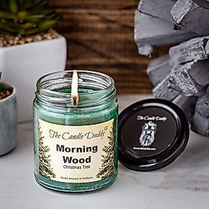 Morning Wood- Christmas Tree & Pine Scented Candle - Funny Holiday Candle for Christmas, New Years - Long Burn Time, Funny Holiday Fragrance, Hand Poured in USA - 6oz