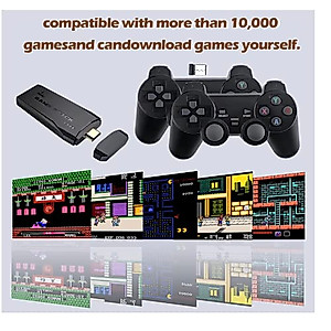 Wireless Retro Game Console,Retro Game Stick,Nostalgia Stick Game,4K HDMI Output,Plug and Play Video Game Stick Built in 10000+ Games,9 Classic Emulators, with Dual 2.4G Wireless Controllers(64G)