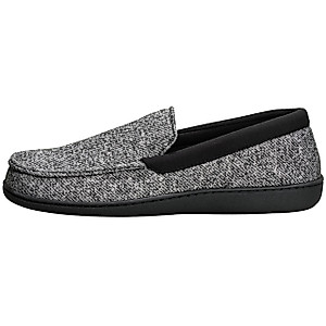 Hanes Mens Slippers House Shoes Moccasin Comfort Memory Foam Indoor Outdoor Fresh IQ, Black, Medium