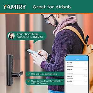 Smart Door Lock, Yamiry Smart Door Handle, Biometric Fingerprint Door Lock, Keyless Entry Door Lock with Handle, Electronic Door Lock, Code Door Lock with Keypad, WiFi Door Lock with APP Control