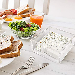 LotFancy Napkin Holder, Acrylic Cocktail Napkin Holder for 5 x 5 inch Napkin, Clear Paper Holder for Table, Kitchen, Bar, Party, Square Tissue Dispenser, Napkin Caddy for Bathroom
