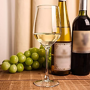 HAKEEMI Laser Cold Cutting Wine Glasses Set of 8, 17 oz Clear Wine Glasses with Stem, Dishwasher Safe