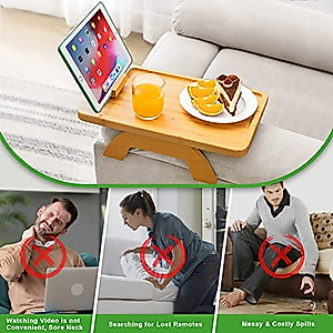 SINWANT Couch Arm Tray Table Sofa Arm Clip Table,Sofa Armrest Tray Table Suitable for Home Drinks/Eat/Fruit,Sofa Tray Table for Couch with Phone Hoder Cup Holder