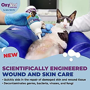 OxyVet Wound Wash for Dogs | Excellent Cleansing Agent | Non-Irritating to Skin and Eyes Wound Cleanser | Non-Staining Wound and Skin Care | 16 Fl Oz Pet First Aid Spray Bottle