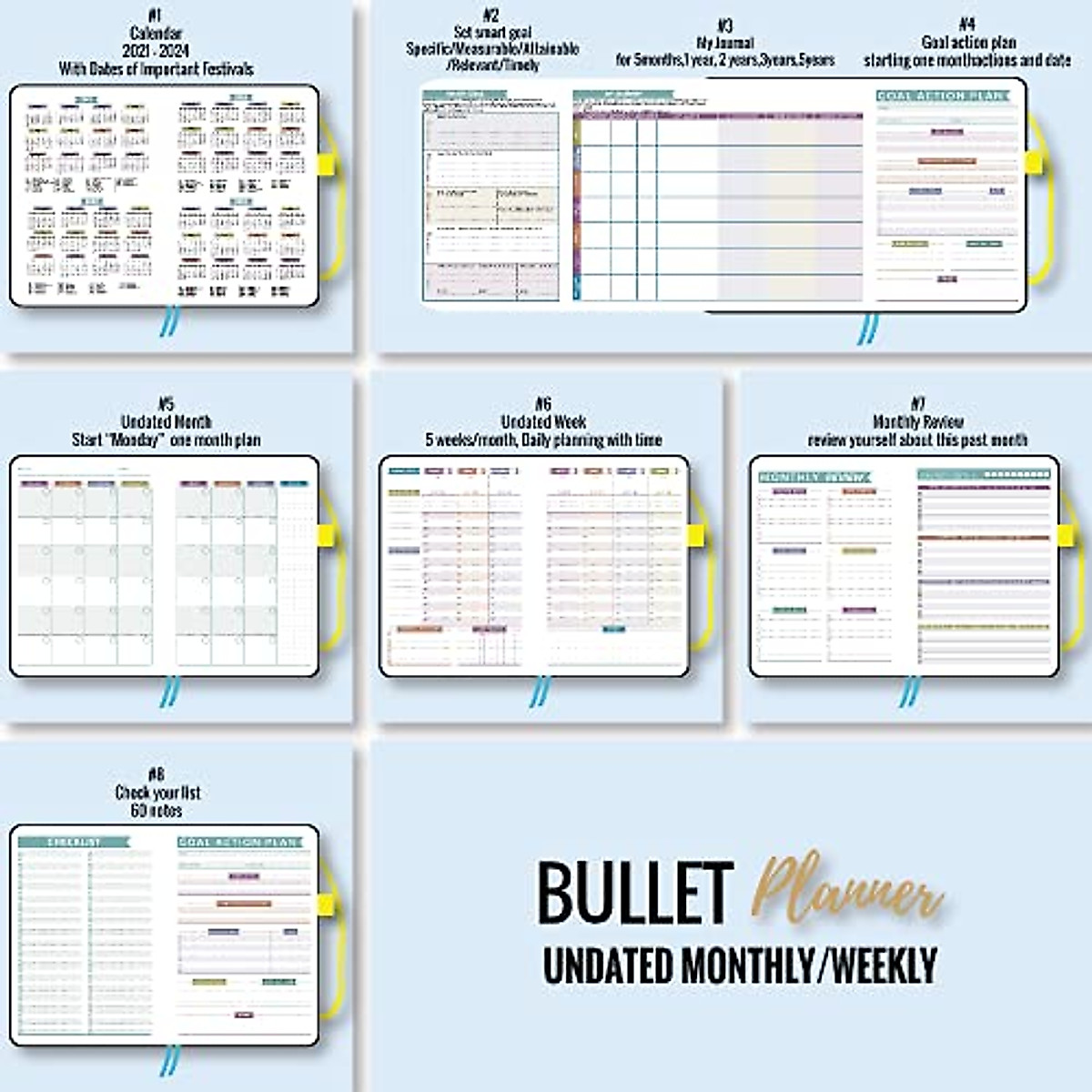 12 Months Undated Planner Daily Weekly And Monthly Hourly Scheduling to Hit Your Goals,8.3 x 5.8" Faux Leather Hardcover, Start Any Time (orange)