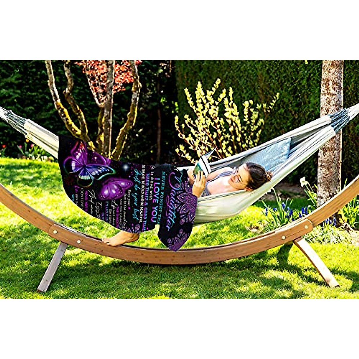 yuboo to Daughter's Gifts Butterfly Blanket from Mom,Fleece Purple Sublimation Throw for Daughter&Girl's Gifts Birthday/Holiday Present,60x50 inches for Adults and Teens