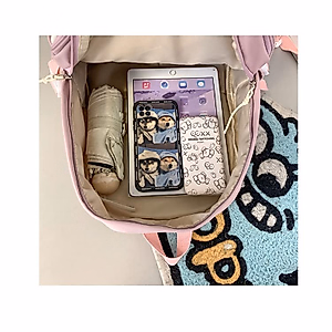 MWZING Kawaii Backpack with Cute Pin Accessories Plush Pendant Kawaii Cute Aesthetic Backpack GREEN