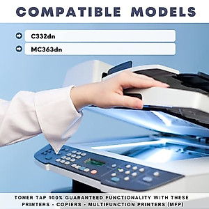 Toner Tap High Yield for Okidata C332dn MC363dn (4 Pack Bundle) 46508704 46508703 46508702 46508701 Replacement Compatible Cartridges