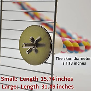 Bird Rope Perches, Colorful Cotton Parrot Toys Comfy Perch for Rope Bungee Bird Toy for Parakeets, Cockatiels, Conures, Lovebirds, Budgie (Large)