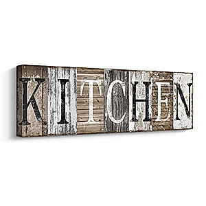 Pinetree Art Rustic Farmhouse Kitchen Wall Decor Canvas Prints Kitchen Signs Wall Decor (With Solid Wood Inner Frame)