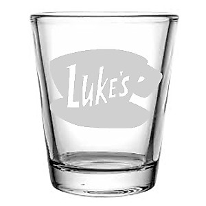 Brindle Southern Farms Gilmore Inspired Girls Shot Glass Set of Four: Stars Hollow, Luke's Diner, Where You Lead I Will Follow, Dragonfly Inn Gilmore Engraved 1.5 Ounce Shot Glasses