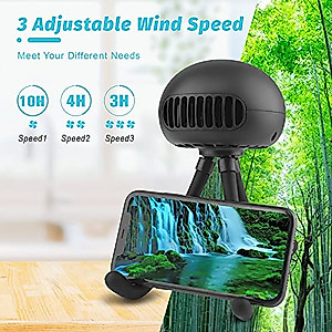 Stroller Fan Portable Bladeless Fan ​Mini Handheld Fan with Flexible Tripod Clip on Stroller Fan 3 Speeds Rechargeable Battery Operated Fan for Stroller, car Seat, Crib, Bike and Desktop (black)