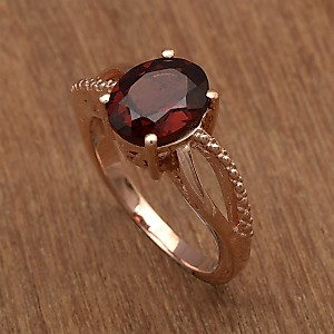 Shine Jewel Solitaire 925 Sterling Silver 1.45 Ctw Red Garnet Stackable Rose Gold Ring (8)