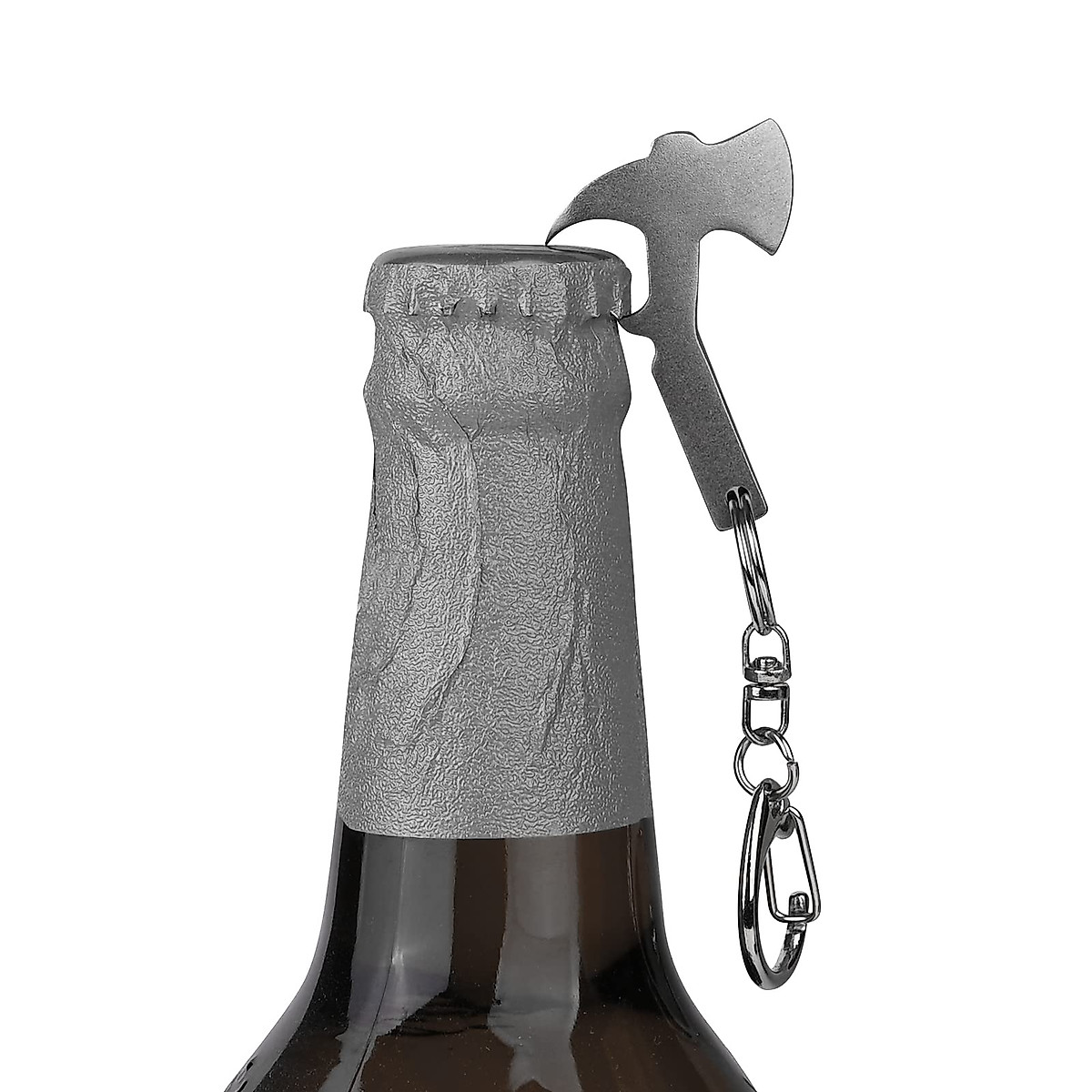 NBGDY Titanium Bottle Opener Keychain,Ultra light only 0.32 oz, axe shaped beer bottle opener, with stainless steel key ring（KPQ-1020