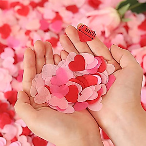 1 inch Red Tissue Paaper Heart Confetti 4000 Pieces Biodegradable Confetti Paper for Wedding Party Balloon or Table Decor