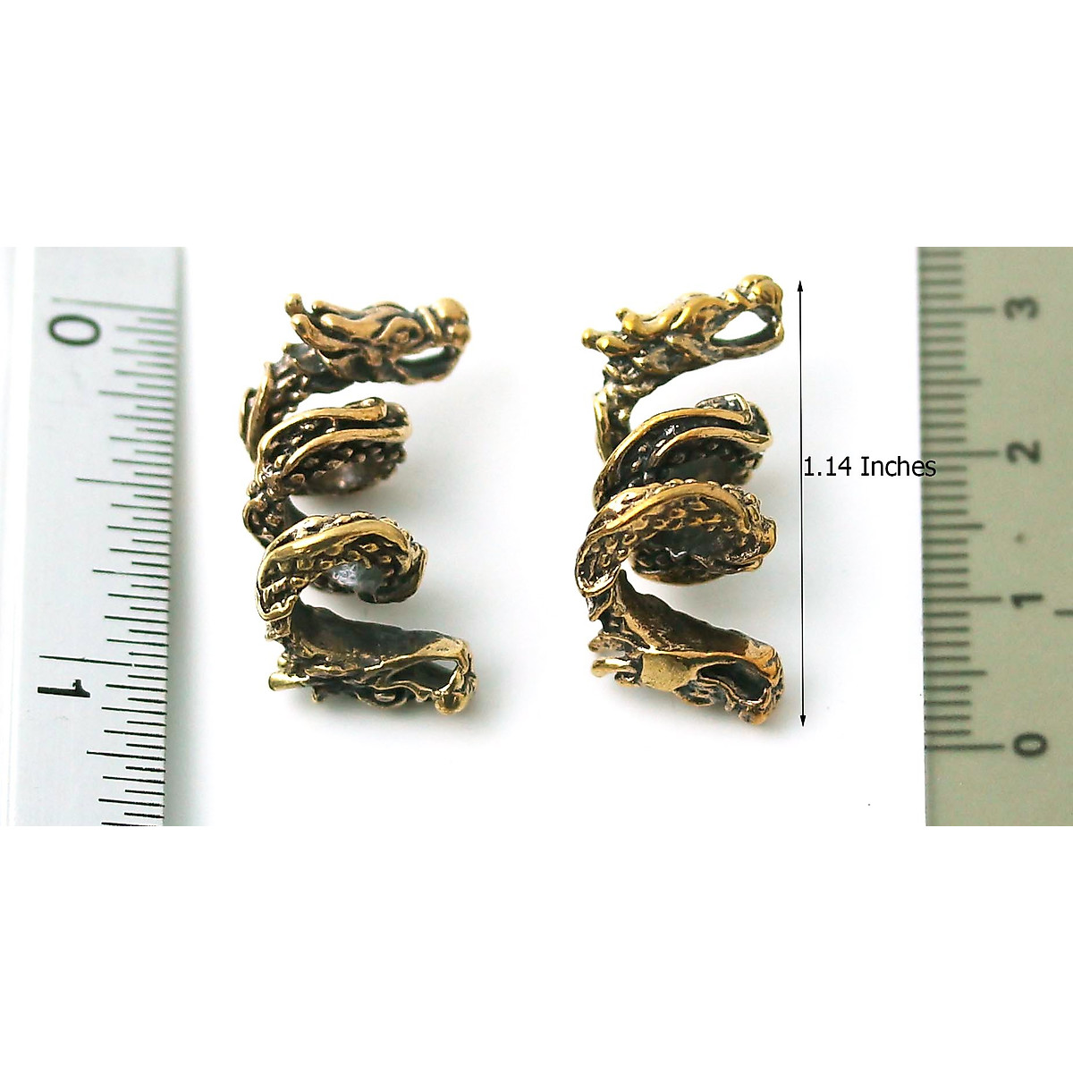 LynnAround Bronze Norse Nordic Viking Dragon Beard Beads Rings, Dwarven Dreadlock Pirate Medieval Hair Beads, Pagan Jewelry (Set of 2 pcs)