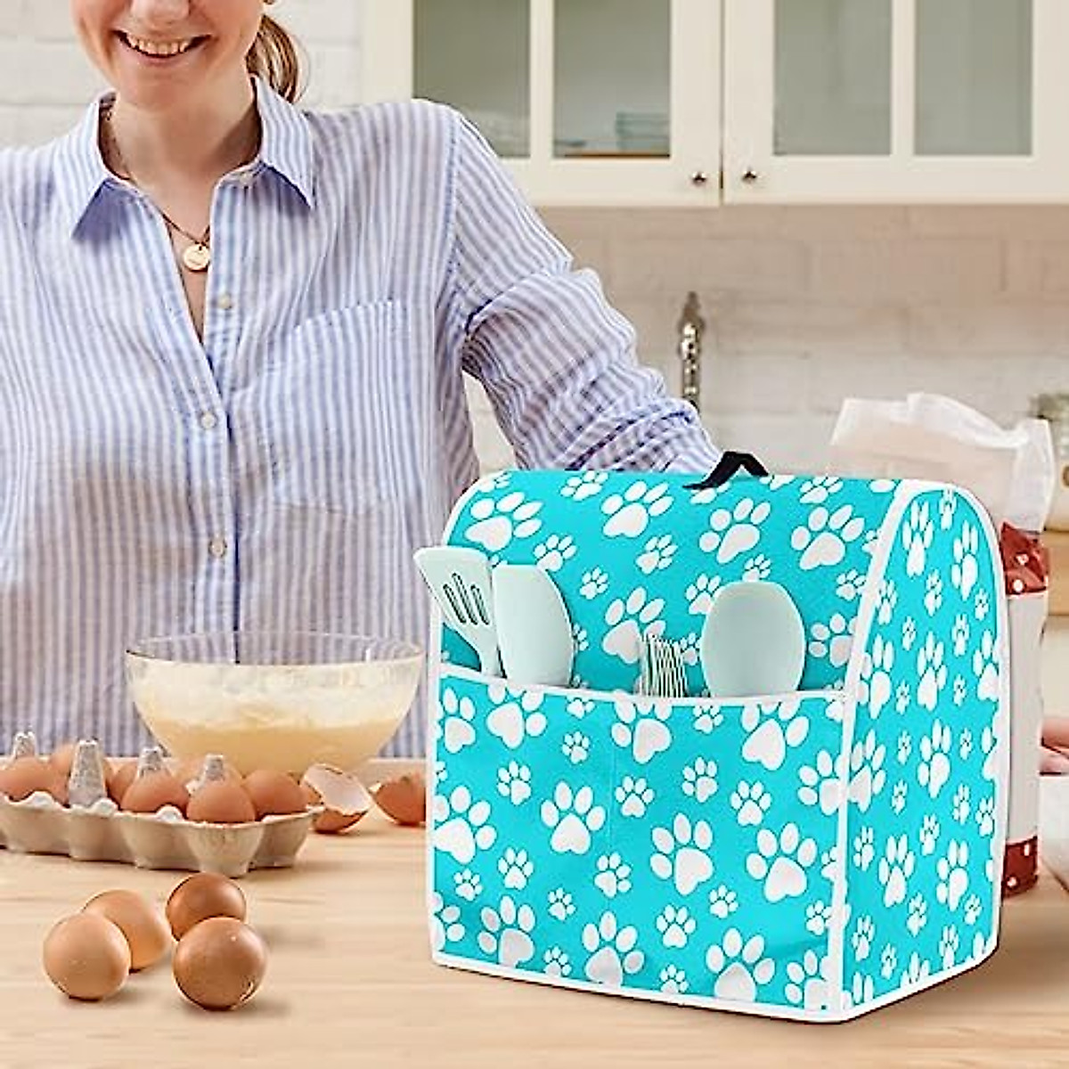 Baxinh Dog Paw Print Mixer Cover Kitchen Appliance Cover Fits for Coffee Maker, Blender and Stand Mixer, Dustproof Blender Cover for 5 Quart and All 8 Quart Stand Mixer, Kitchen Small Appliance