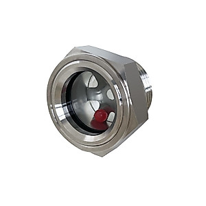 3/4'' NPT Male Hex Head Stainless Steel Oil Sight Glass Liquid Level Gauge Oil Indicator Window For Air Compressor Gearbox Fittings Hydraulic Tank Sight Glass (3/4'' NPT Male)