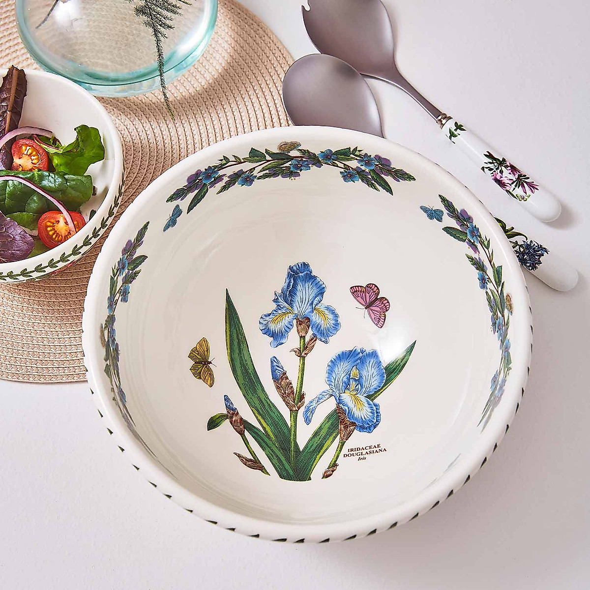Portmeirion Botanic Garden Salad Bowl | 9 Inch Serving Bowl with Assorted Motifs | Made in England from Fine Earthenware | Microwave and Dishwasher Safe