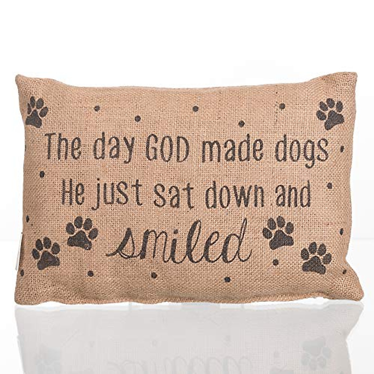 The Country House Collection Primitive Burlap Jute Brown and Black 12" x 8" Throw Pillow (The Day God Made Dogs)