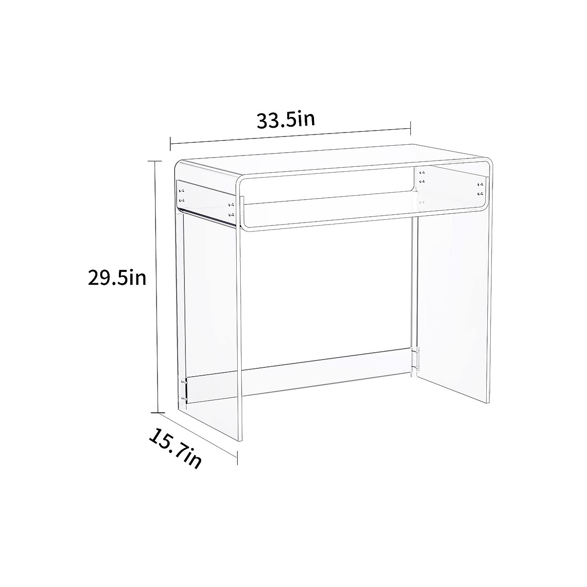 solaround Acrylic Desk Laptop Study Table Home Office Console Table Entrance Table, 33.5'' x 15.7'' x 29.5'' (Clear)