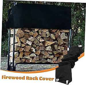 CLISPEED 3pcs Household Rack Protection Fire Fireplace Stand Cover Duty Black Sun Pit Holder Garden Cloth Rain Heavy Firewood Hoop Oxford Furniture Protector Covering Storage Outdoor