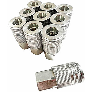SANFU 1/4-Inch Steel Female Industrial Coupler, Air Hose Fittings 1/4-Inch Female Threads Quick Connector Air Coupler with Storage Case, 10-Pack