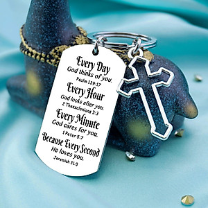 Christian Gifts for Women Men Cross Christian Keychain Accessories for Women Men Faith Religious Baptism Gifts for Friends Pastor Catholic Bible Verse keychain for Easter Birthday Gifts for Women