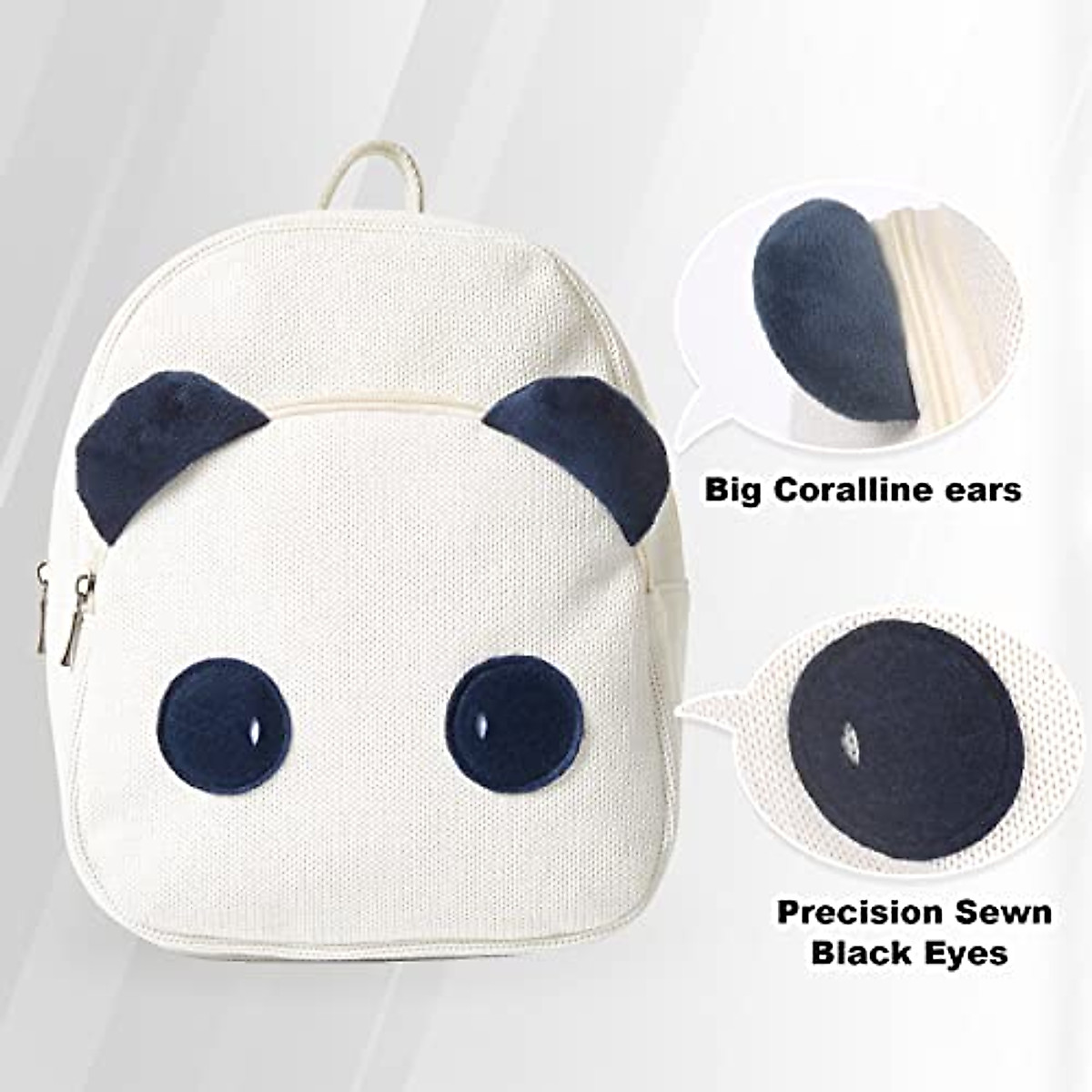 Hisnho Cute Toddler Backpack, Mini Baby Boy Girl Gift Cotton Bag Little Kid Cartoon Preschool Bookbag Animal Bag Travel Bag for Baby Girl Boy (White Panda)